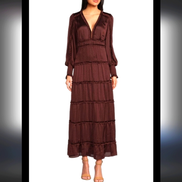 Chelsea & Violet | Dresses | Chelsea Violet Nwt Satin Tiered Boho Maxi ...